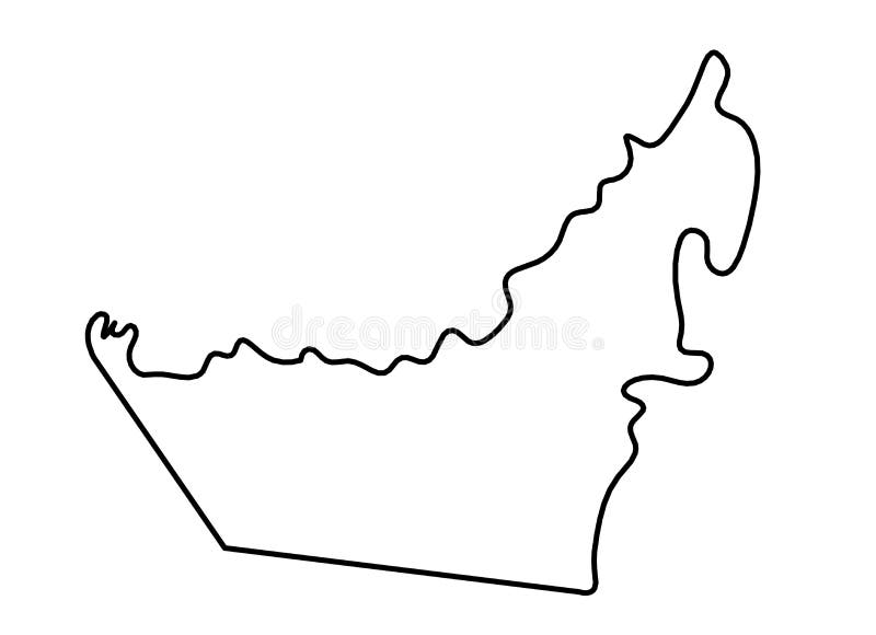 Map of UAE As Line Drawing on White Stock Vector - Illustration of ...