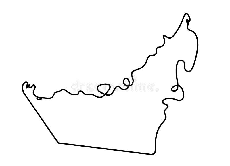 Map of UAE As Line Drawing on White Stock Vector - Illustration of ...