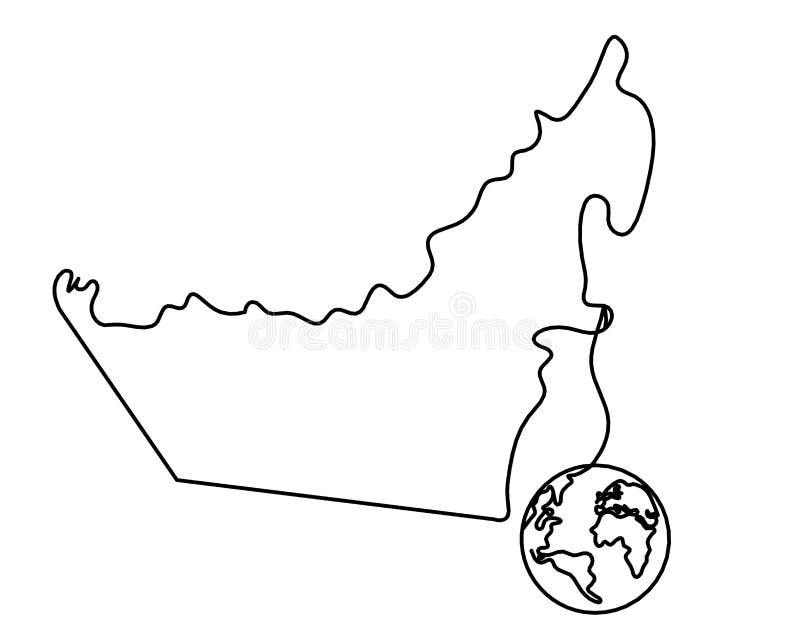 Map of UAE with Globe As Line Drawing on White Stock Vector ...