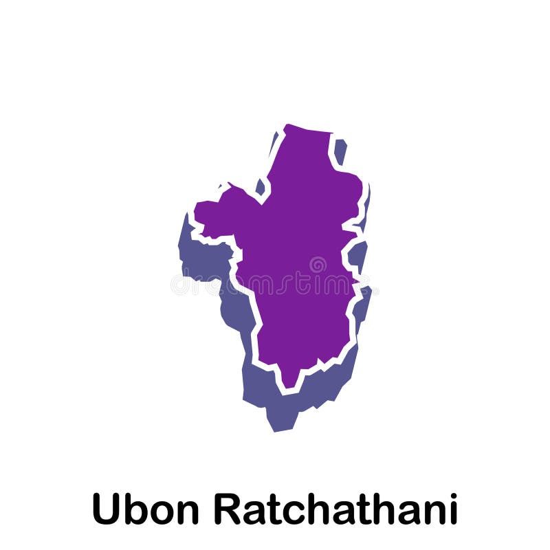 Map of Ubon Ratchathani City Flat Element Design, Vector on White ...