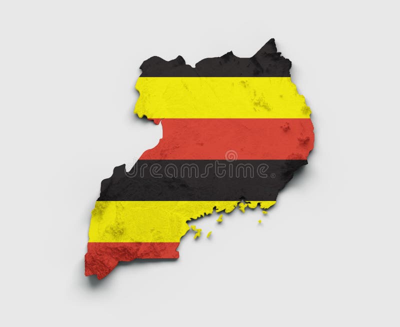 Map of Uganda with the Flag Designed by the Land Structure on White ...