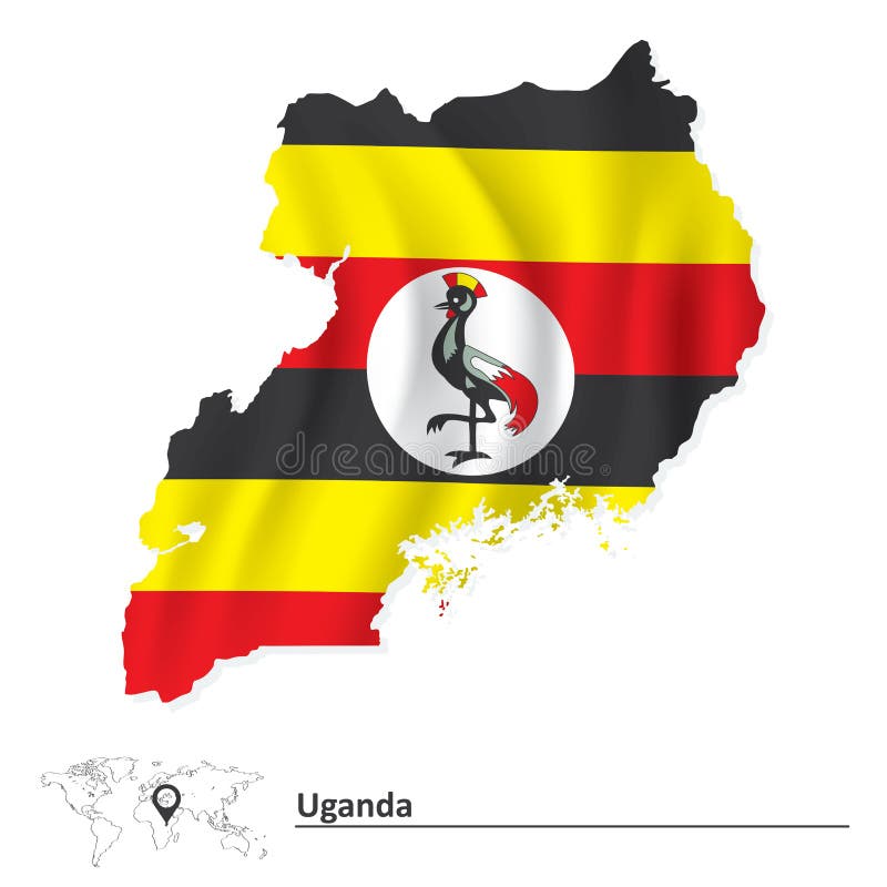 Map of Uganda with flag stock vector. Illustration of bird - 125154040