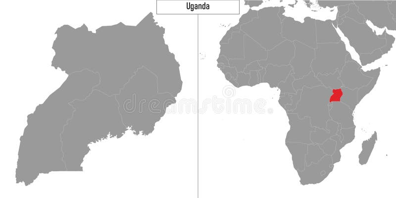 Map of Uganda and Location on Africa Map Stock Vector - Illustration of ...