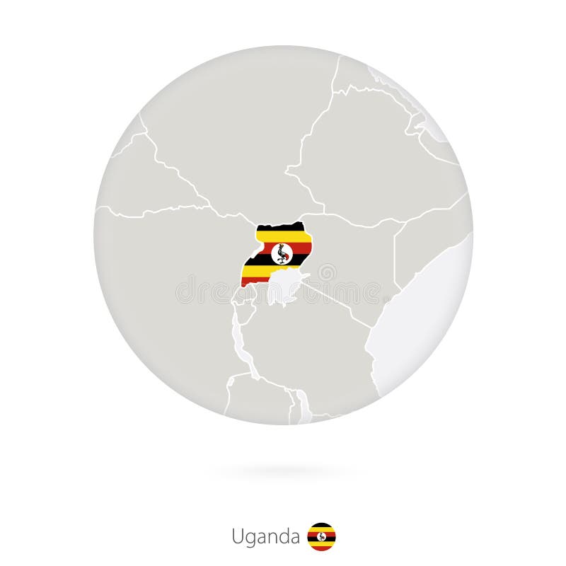 Map of Uganda and National Flag in a Circle Stock Vector - Illustration ...
