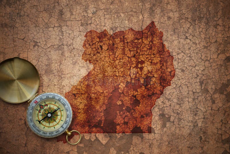Map of Uganda on a Old Vintage Crack Paper Stock Photo - Image of ...