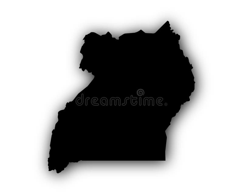 Map of Uganda with shadow stock vector. Illustration of vector - 97670100
