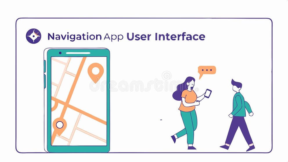 Navigation App User Interface, Vector Design Map UI Graphic. Vector Design Generative AI Stock ...