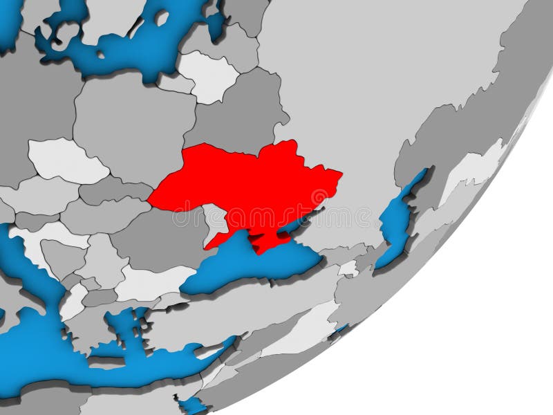 Map of Ukraine on 3D globe stock illustration. Illustration of globe ...