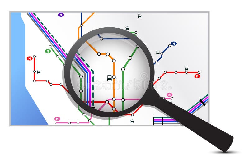 Map under a magnifier stock illustration. Illustration of motel - 27814216