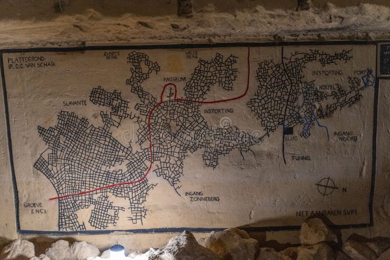 Map of the Underground Cave Network in Maastricht Stock Image - Image ...