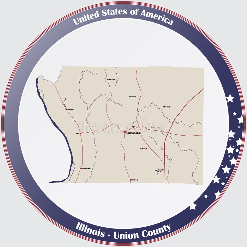 Map of Union County in Illinois Stock Vector - Illustration of ...
