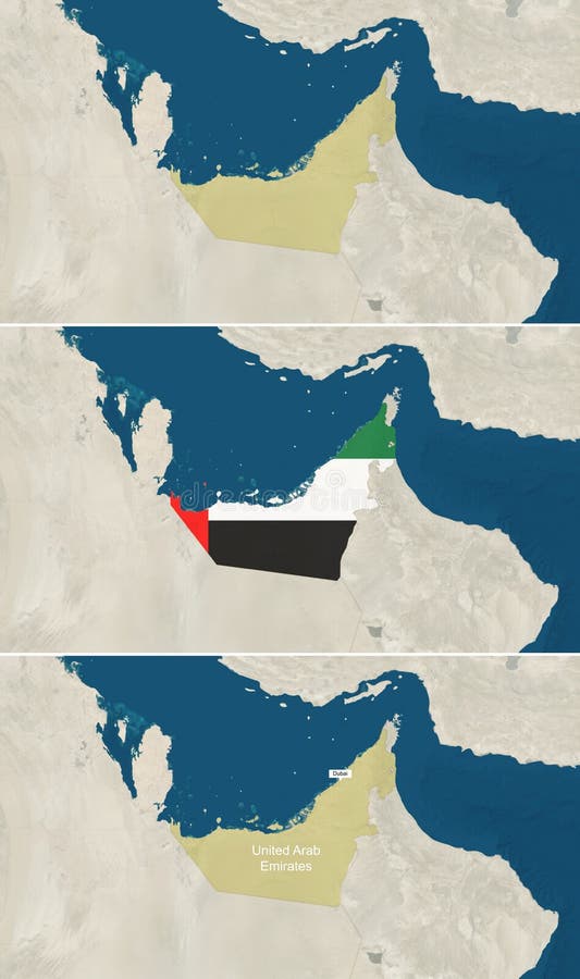 The Map of United Arab Emirates with Text, Textless, and with Flag ...