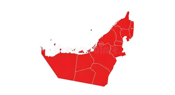 Map of the United Arab Emirates (UAE) Depicted in Solid Red with ...