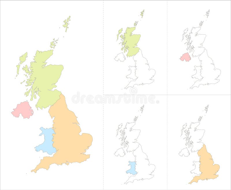 United Kingdom Map, Administrative Division, Separate Individual ...