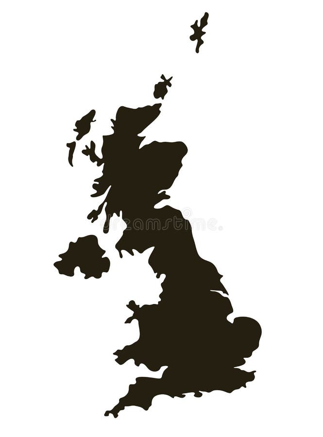 Map of United Kingdom. Solid Black Great Britain Map Vector ...