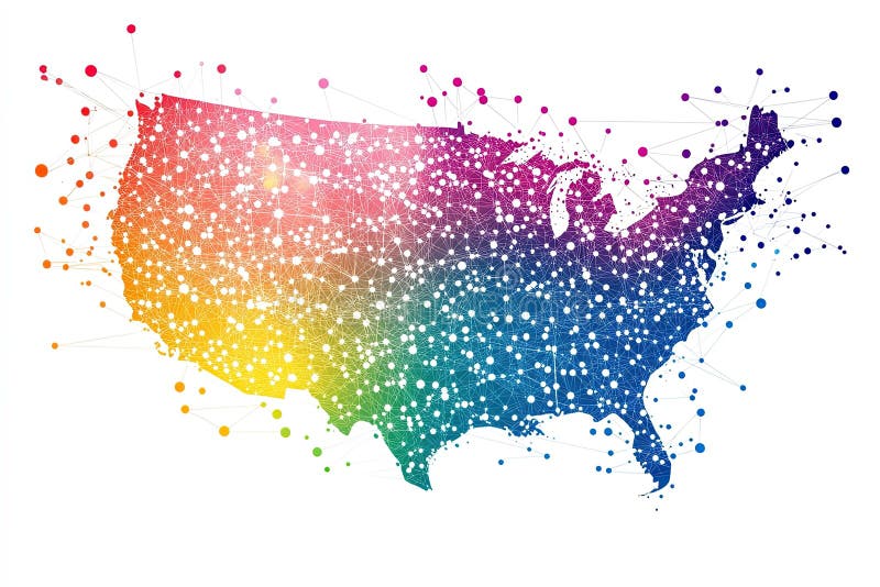 A Map of the United States, with Colorful Dots Representing Unity and ...