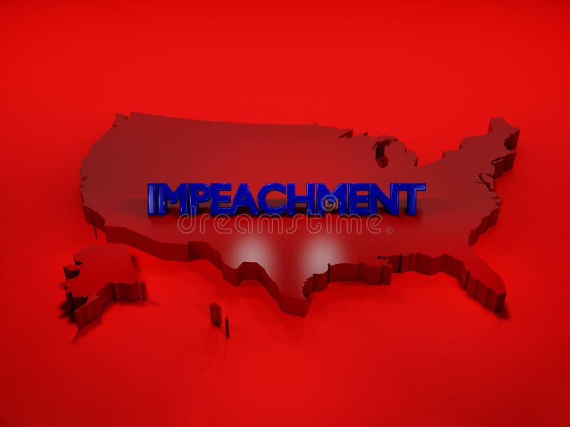 Map of the United States Completely Red with the Word Impeachment - 3d ...