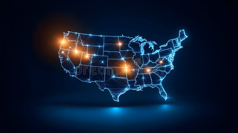 Map of the United States Depicted with Interconnected Polygons and ...