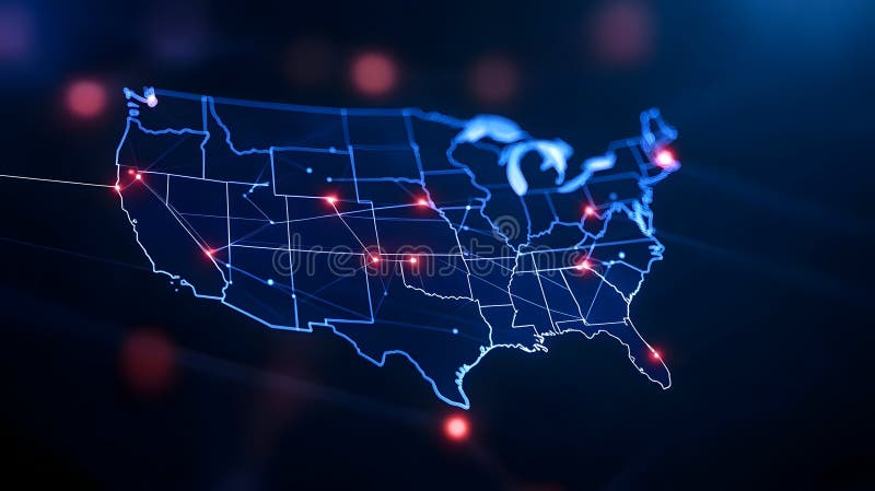 Map of the United States Depicted with Interconnected Polygons and ...