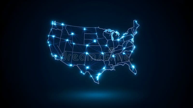 Map of the United States Depicted with Interconnected Polygons and ...