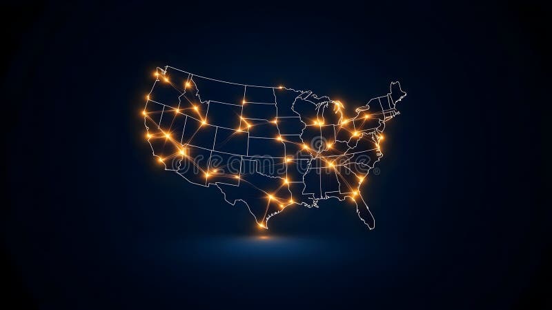 Map of the United States Depicted with Interconnected Polygons and ...