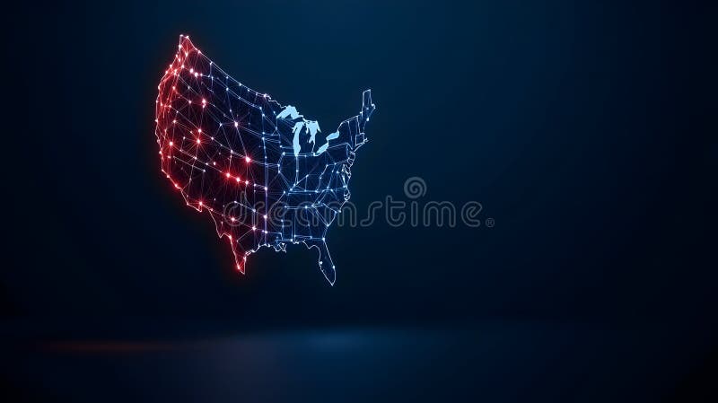 Map of the United States Depicted with Interconnected Polygons and ...