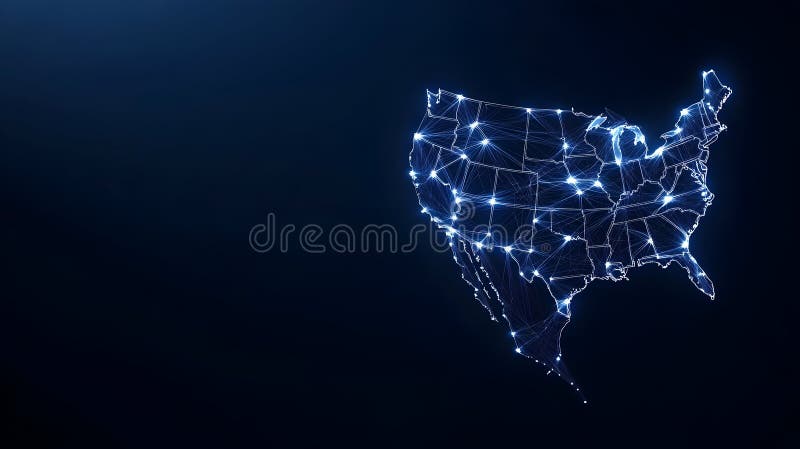 Map of the United States Depicted with Interconnected Polygons and ...