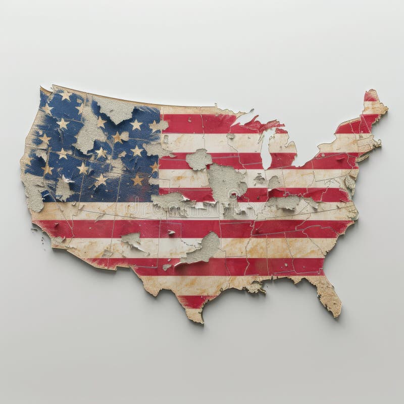 A Map of the United States with a Flag Missing Stock Illustration ...