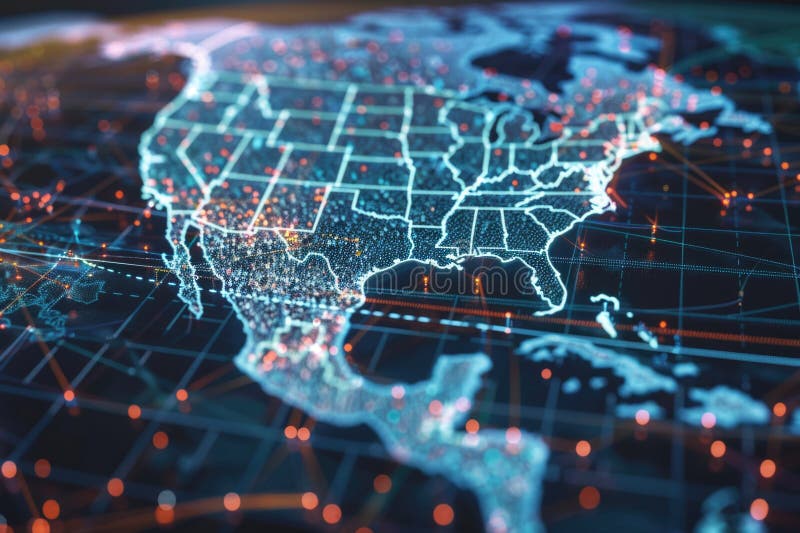 A Map of the United States is Shown in a Computer Screen Stock Image ...