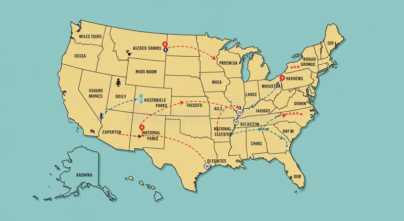 Map of the United States with Stylized and Humorous Names for States ...