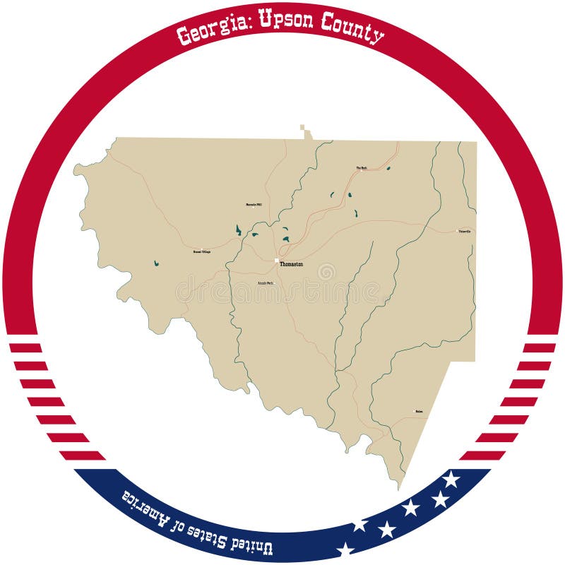 Map of Upson County in Georgia, USA Stock Vector - Illustration of ...