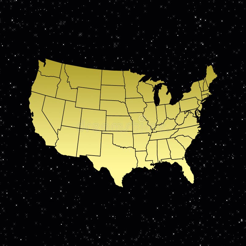 Map of US Mainland States stock illustration. Illustration of travel ...