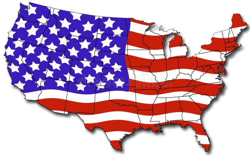 3D USA map with US flag stock vector. Illustration of america - 14301953