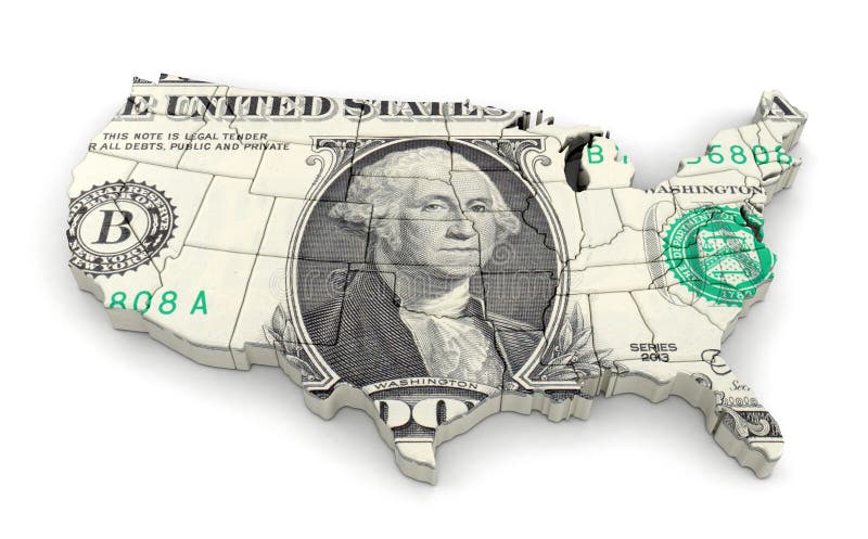 Map of USA with dollar stock illustration. Illustration of loan - 68835003