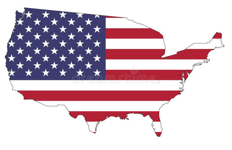 Map of USA with the Flag Inside Stock Illustration - Illustration of ...