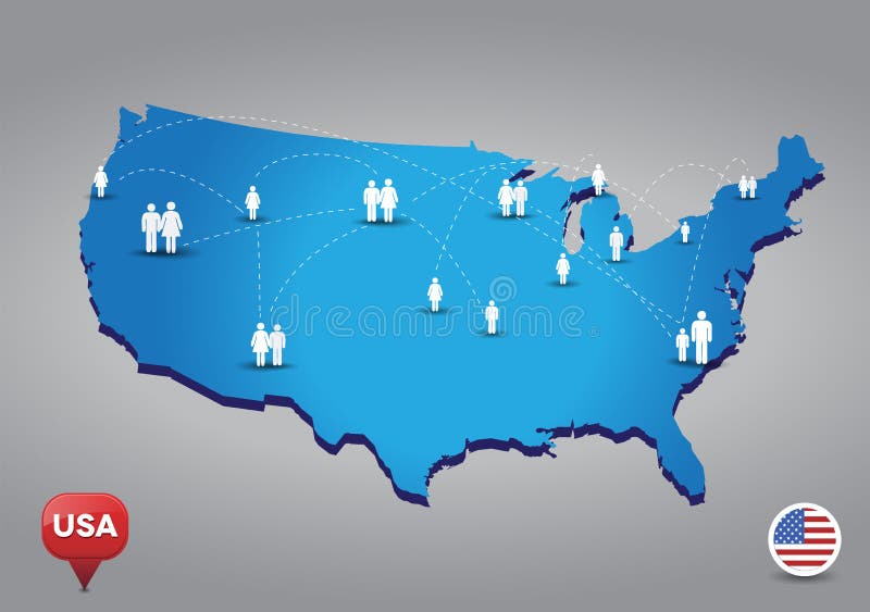 Map of USA with people stock vector. Illustration of massachusetts ...