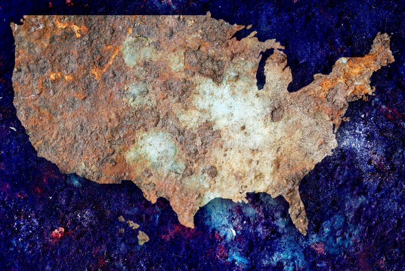 Map of USA in rust stock photo. Image of contamination - 7697806
