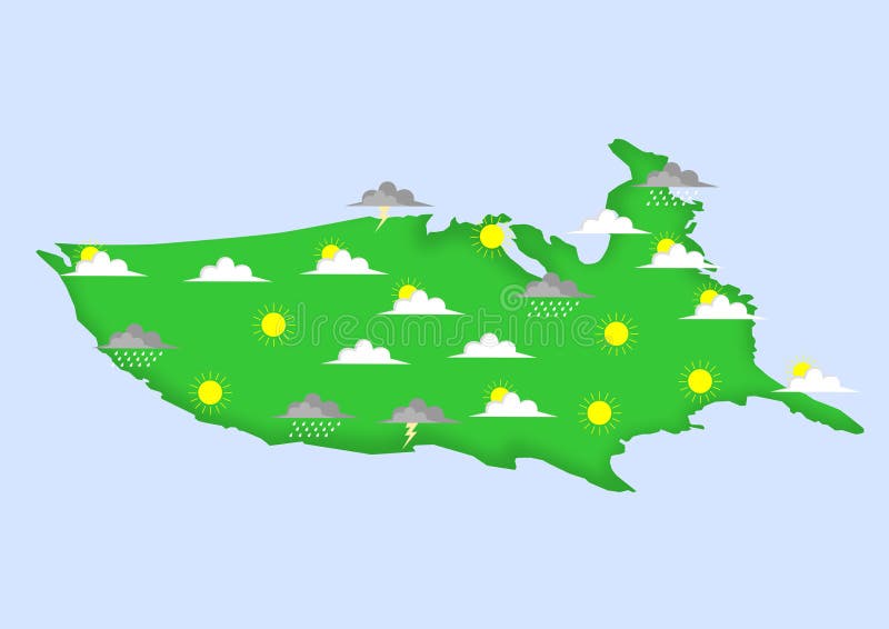 The Map of USA Weather Forecast Stock Photo - Illustration of sunny ...