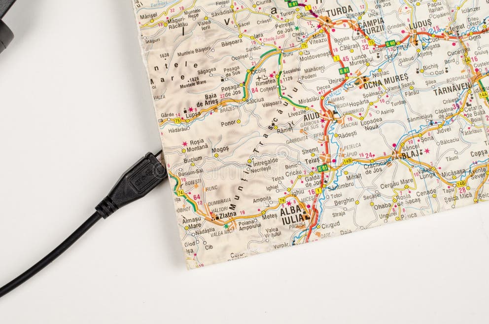 Map with USB cable stock image. Image of vintage, innovation - 147856697
