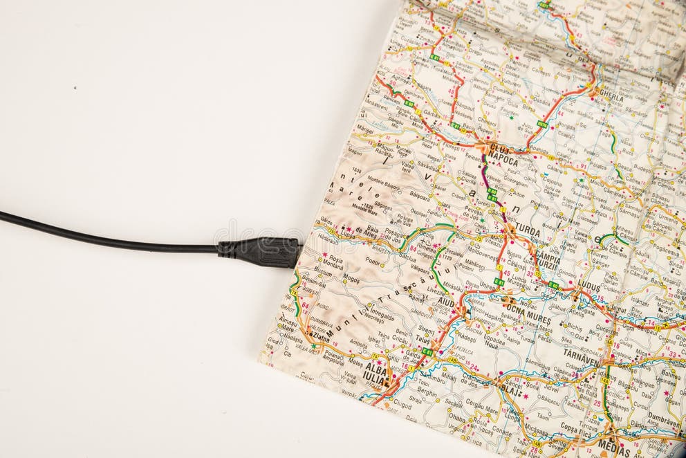 Map with USB cable stock image. Image of format, comparison - 135430771