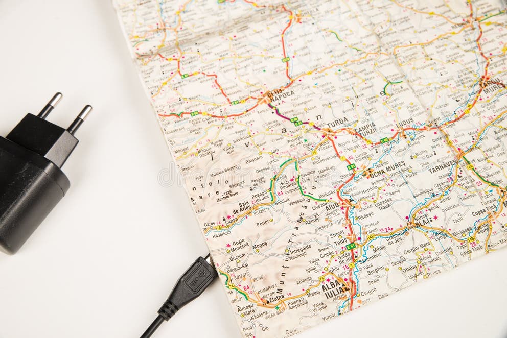 Map with USB cable stock image. Image of shot, concept - 135430779