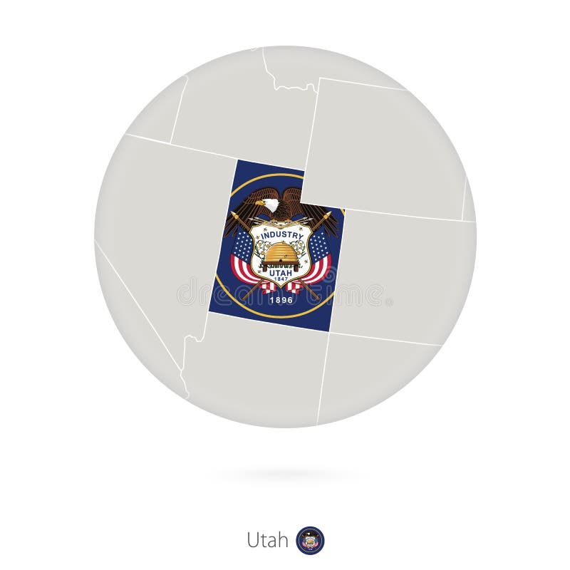 Map of Utah State and Flag in a Circle Stock Vector - Illustration of ...