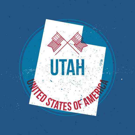 Map of Utah State Label. Vector Illustration Decorative Design Stock ...
