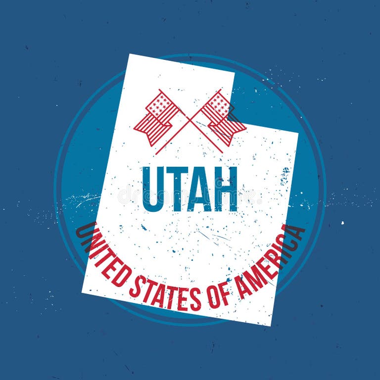 Map of Utah State Label. Vector Illustration Decorative Design Stock ...