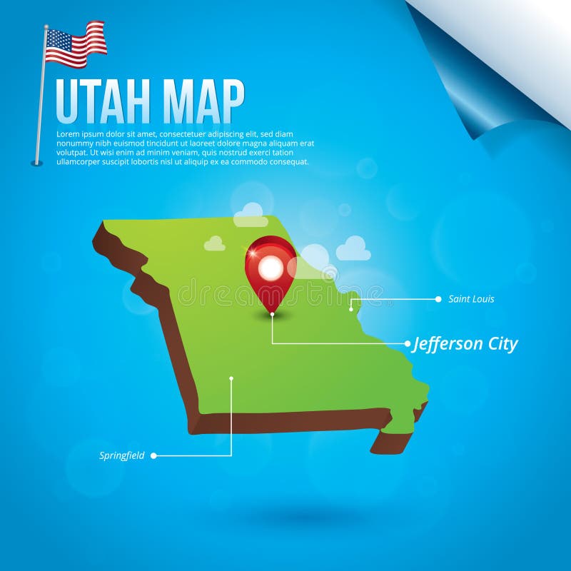Map of Utah State. Vector Illustration Decorative Design Stock Vector ...