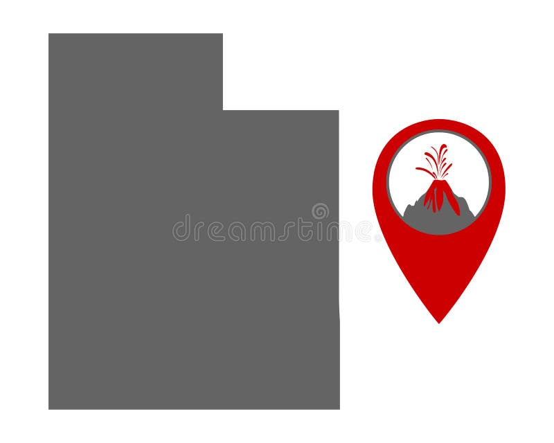 Map of Utah with Volcano Locator Stock Vector - Illustration of ...