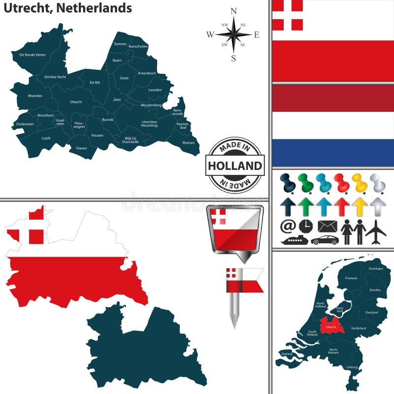 Map of Utrecht, Netherlands Stock Vector - Illustration of national ...