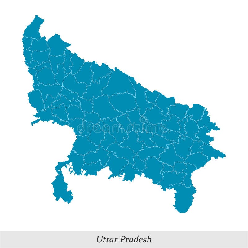 Map of Uttar Pradesh is a State of India with Districts Stock Vector ...