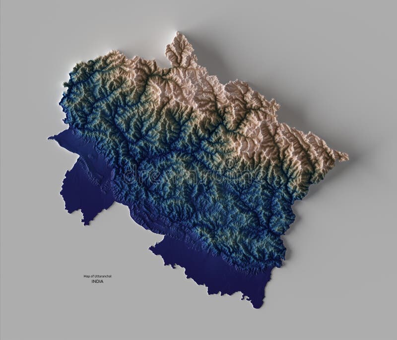 Map of Uttaranchal, India stock illustration. Illustration of hill ...
