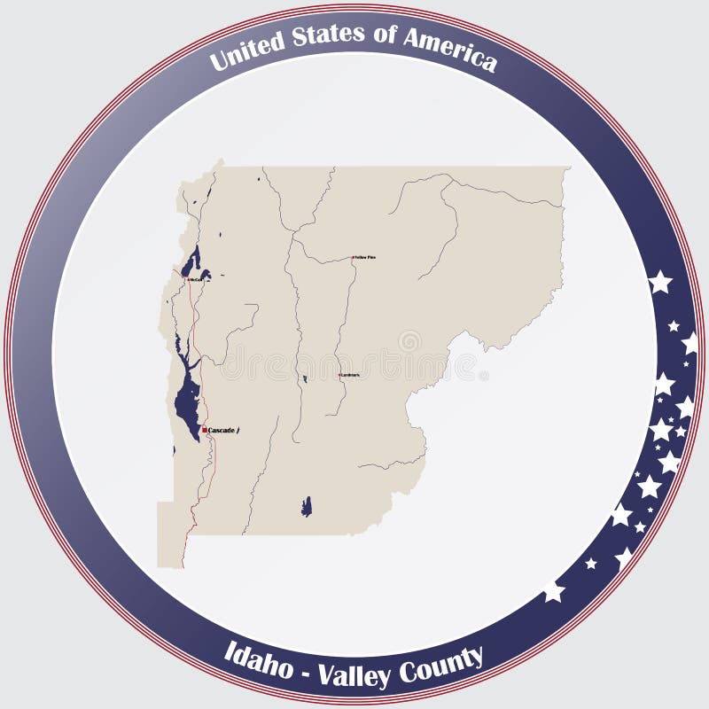 Map of Valley County in Idaho Stock Vector - Illustration of american ...